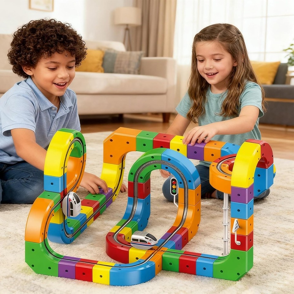 Electric Train Set, Track Fusion Toy, Magic Rail Cube Train Set, DIY ...