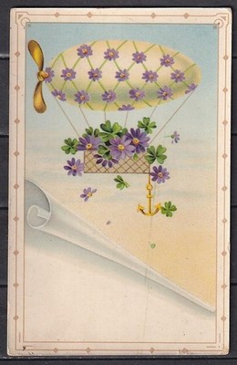 g3414/ Iceland Postcard 1912 # Zeppelin Airship as Flying Easter-Egg | eBay