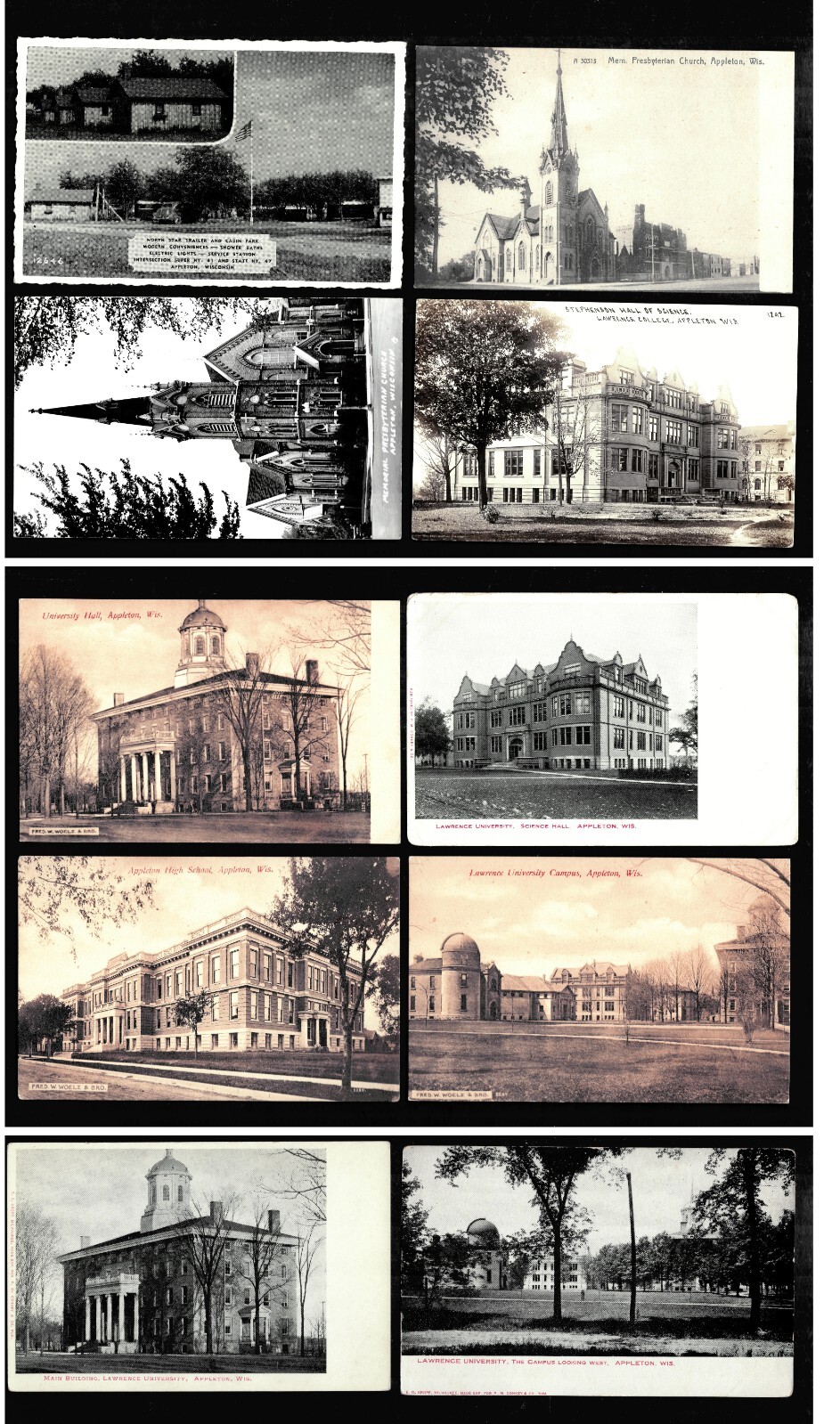 Lot of 10 Unposted Vintage Post Cards, Assorted Areas Appleton WI (P ...