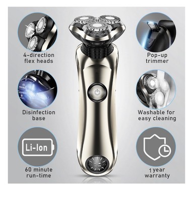 MOOSOO Electric Shaver with Clean Station, Wet Dry Waterproof Electric ...