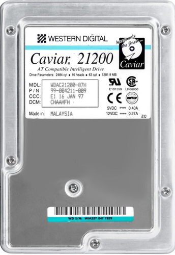Western Digital Caviar 21200 1.28GB 5200RPM ATA IDE WDAC21200-07H 3.5 ...