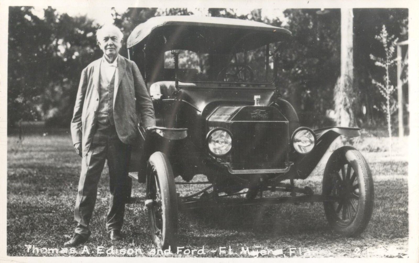 Old Post Card #42, Photo of Thomas Edison & Car, Florida | eBay