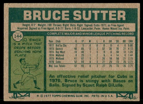 1977 Topps #144 Bruce Sutter Rookie | eBay
