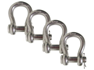 3/8" Stainless Steel Round Pin Anchor Shackle Marine WLL 2,000 LBS ...