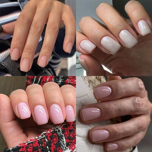 Medium Length Simple Style False Nail Square Shape Press on Nails Women ...