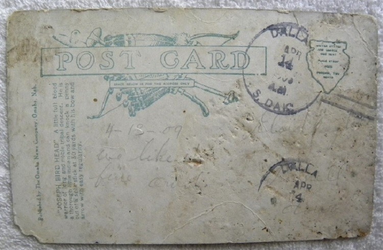 1909 Original "Joseph Bird Head" Full Blood Indian Warrior, SD pc | eBay