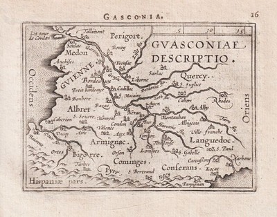 Gascogne Gasconha Gascogne France Espana carte map Karte Ortelius ...