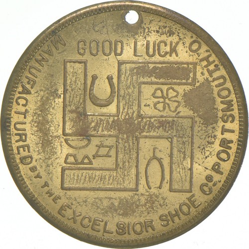 Good Luck Token 1910 Excelsior Shoe Co. Boy Scouts Medal Coin Swastika ...