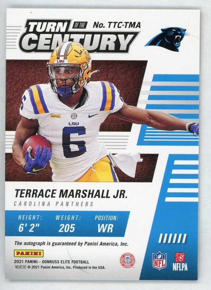 Terrance Marshall Jr. 2021 Elite Extra Auto Rookie Turn of the Century ...