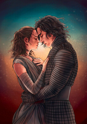 REY & BEN SOLO (REYLO) HOLDING EACH OTHER FRIDGE MAGNET 5" X 3.5" # ...