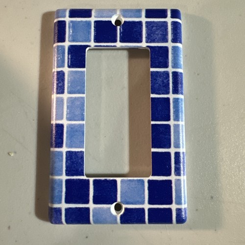 BLUE MOSAIC TILES LIGHT SWITCH OUTLETS WALL PLATE KITCHEN LAUNDRY BATH ...