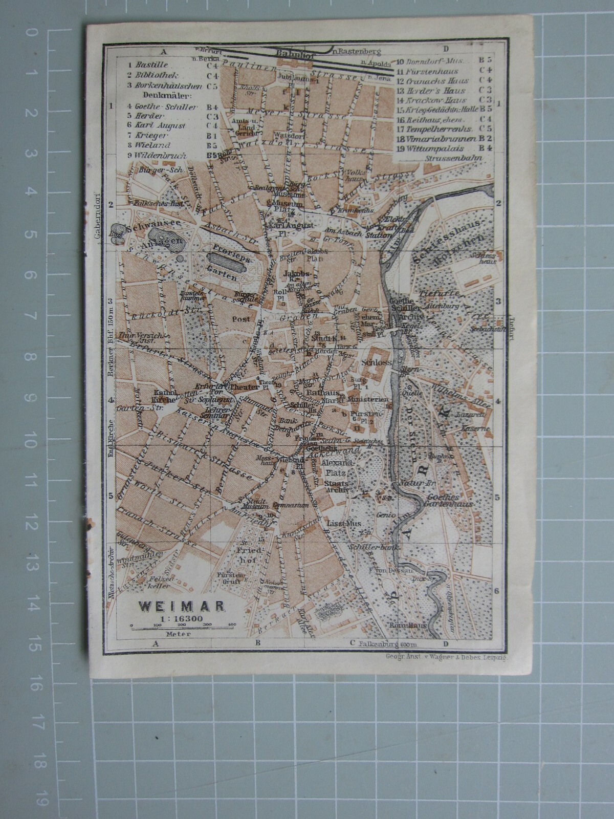 1925 GERMAN MAP ~ WEIMAR CITY PLAN GARDENS THEATRE | eBay