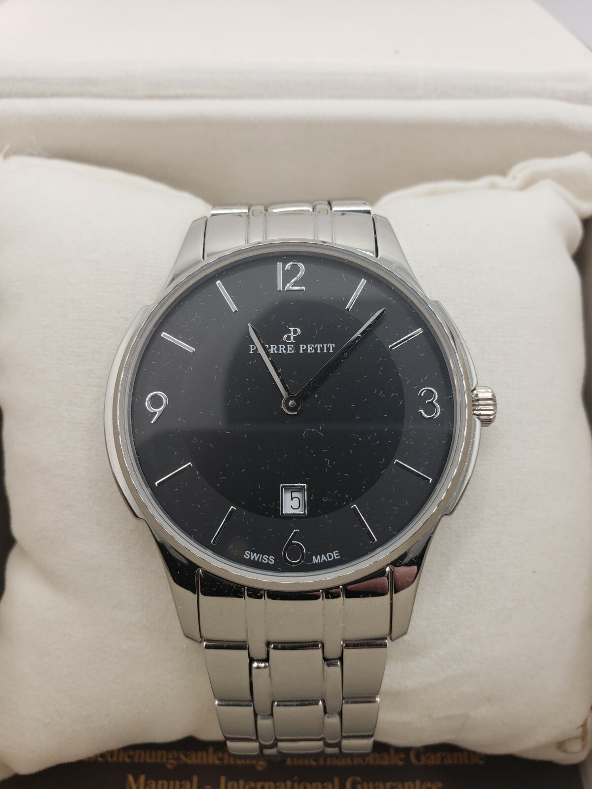 Pierre Petit P-850F 40 mm Case Silver Dial Swiss Quartz Stainless Steel ...