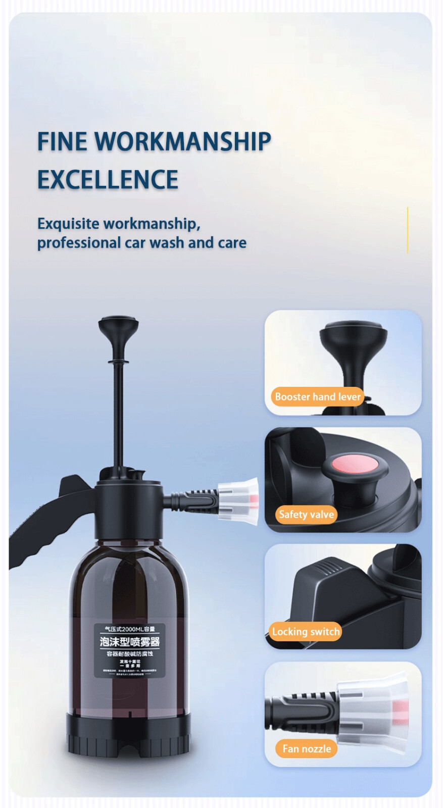 Hand Pressure Spray Wash Foam Sprayer Washer For Cleaning Car Detailing ...