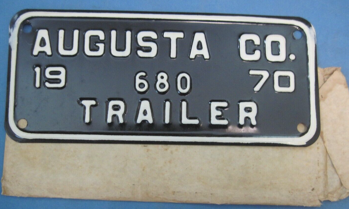1970 Augusta Virginia trailer license plate mint | eBay