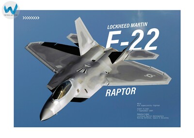 Lockheed Martin F-22 Raptor Poster Military Jet Wall Art 12X16/16X20 ...