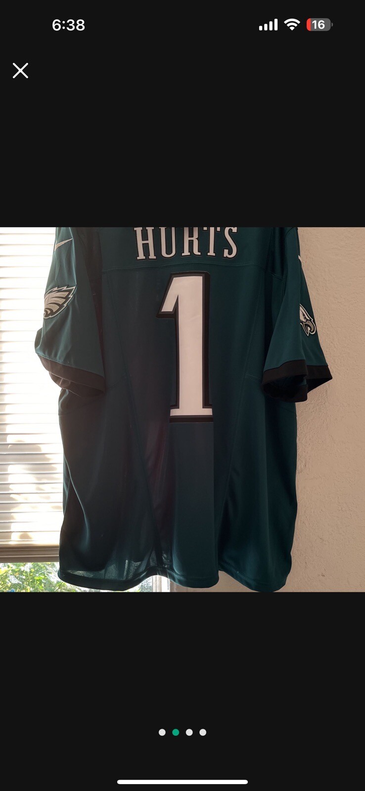 Jalen Hurts #1 Philadelphia Eagles 3 Star Captains Patch 2023-24 Jersey ...