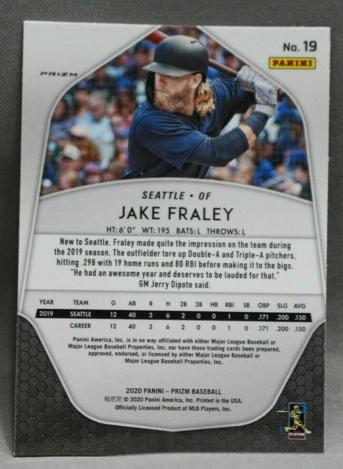 2020 Panini Prizm Purple Prizm Jake Fraley Rookie Baseball Card #19 | eBay