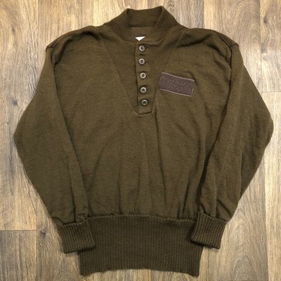 US Navy USN 5-Button Brown Wool Cold Weather Submarine Lined Sweater XX ...