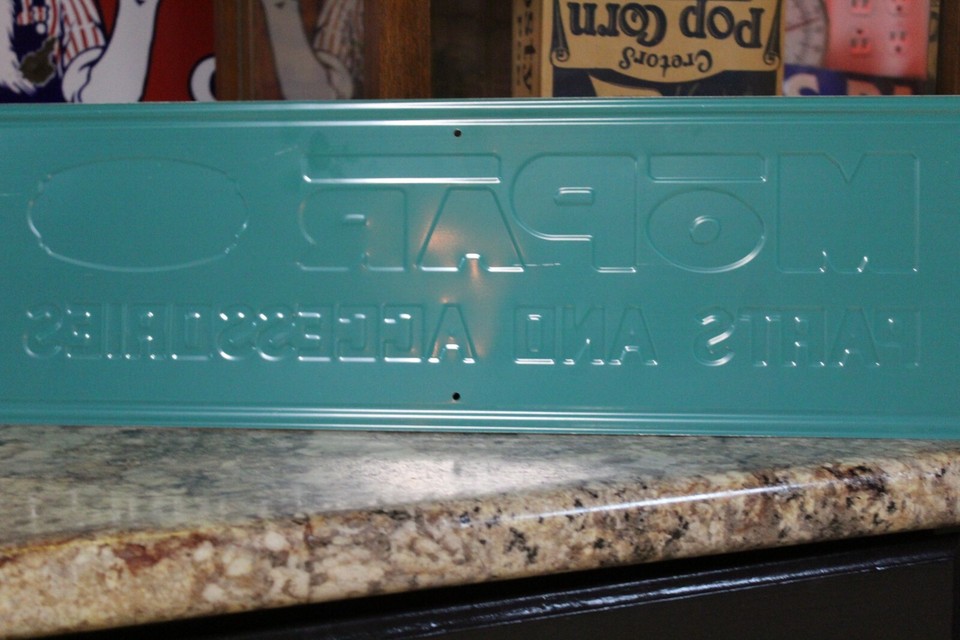 CHRYSLER MOPAR PARTS & ACCESSORIES DEALER EMBOSSED METAL SIGN CUDA HEMI ...