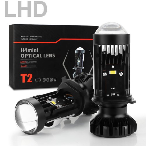 2x 100W H4 Mini Bi LED Projector Lens Hi/Low Car Headlight Kit Headlamp ...