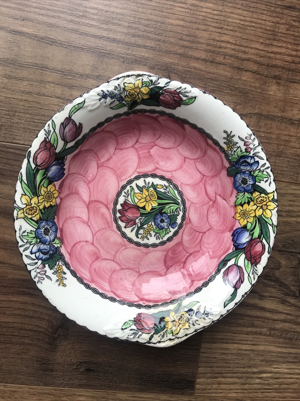 RARE Vintage Maling Pottery BOWL in Spring Flowers Pattern AS FOUND ...