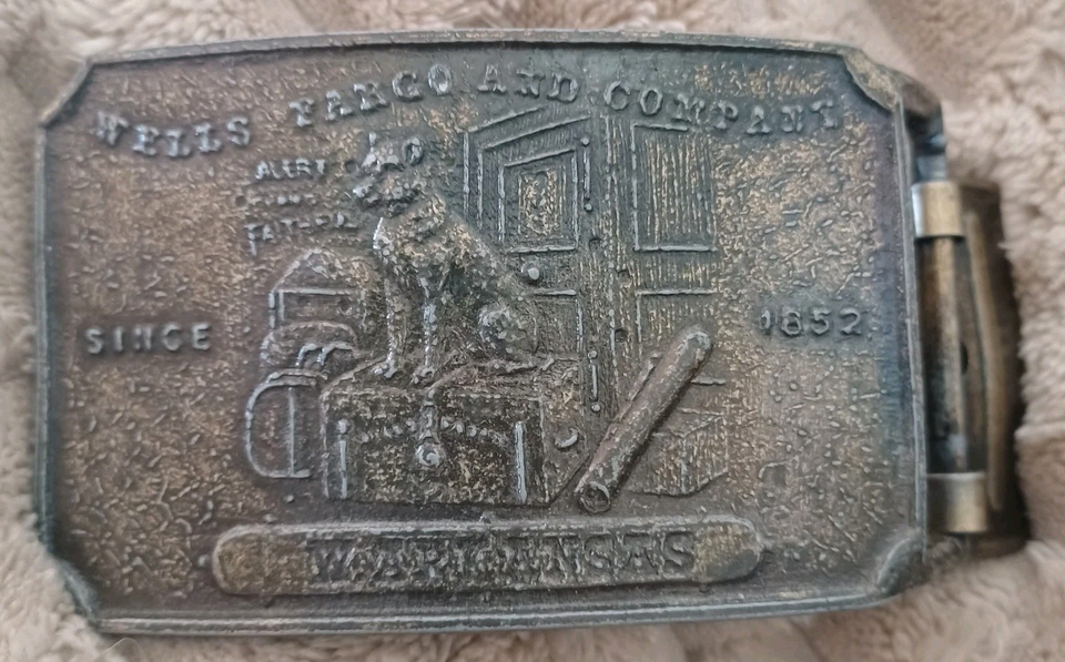 Vtg Wells Fargo & Co. Belt Buckle Since 1852 ARKANSAS Faithful Guard ...