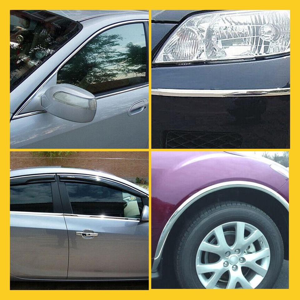 5M Chrome Car Body Door Edge Lip Protector Decor Moulding Trim Molding ...