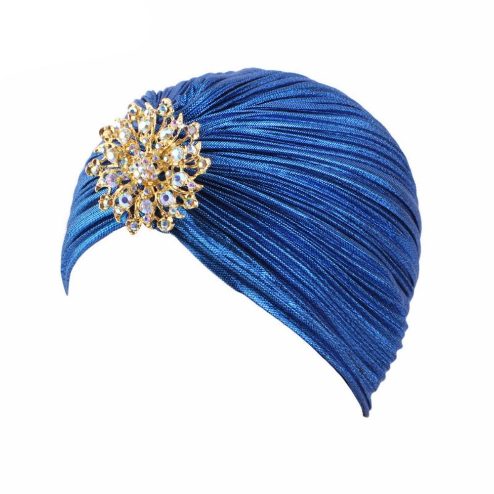 Women Diamond Jewel Turban Hats Soft Velvet Pleated Indian Cap | eBay
