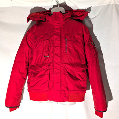 Pajar 1963 Red Winter Parka w Hood, White Duck Down Insulation, NO Fur ...