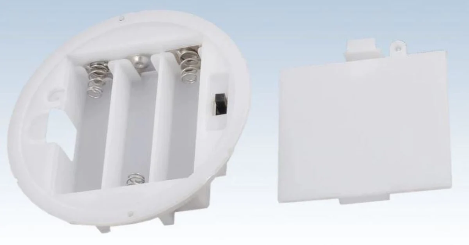 3xAA White Round Battery Holder Panel Mount Case with Tabs Switch Lid ...