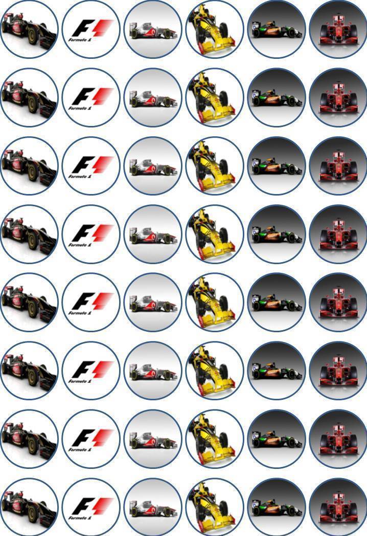 48 x 3 CM FORMULA 1 EDIBLE WAFER PAPER CUPCAKE/FAIRY CAKE TOPPERS | eBay UK