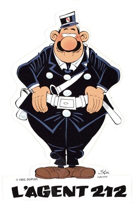 Autocollant BD - L'Agent 212 - Kox & Cauvin - Eds. Dupuis - 1993 - HC ...