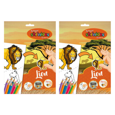 2x Shrinkles Lion 30cm Slim Art/Craft Learning Pack Activity Kids/Child ...