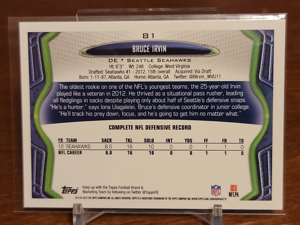 Bruce Irvin 2013 Topps #81 Seattle Seahawks | eBay