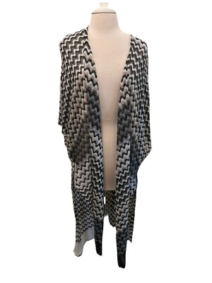 Collection Eighteen Metallic Black & Gray Zigzag Long Kimono Wrap One ...
