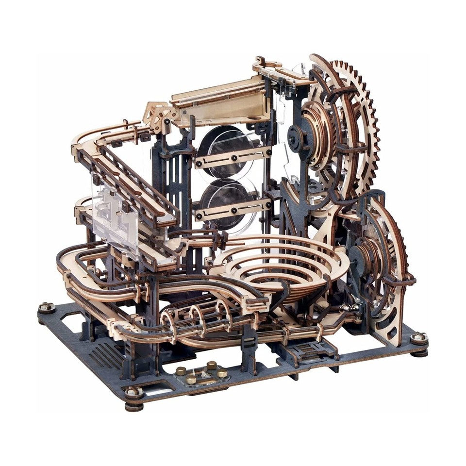 ROKR Electric Wooden 3D Puzzle Marble Spaceport Marble Run Model Kits ...