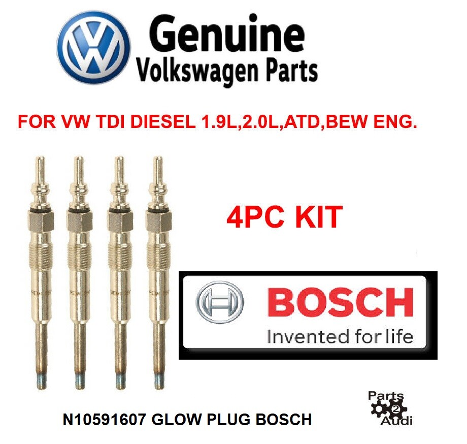 Genuine VW DIESEL Glow Plugs 5 volts VW TDI Diesel 1.9L, 2.0L Diesel ...
