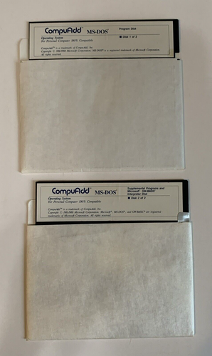 CompuAdd 5.25” Disk Set MS-DOS Diskette Vintage Computing - Genuine | eBay