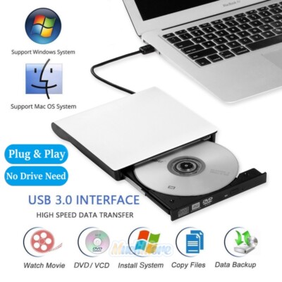 New External DVD Drive USB 3.0 Portable CD DVD +/-RW Slim CD Rom ...