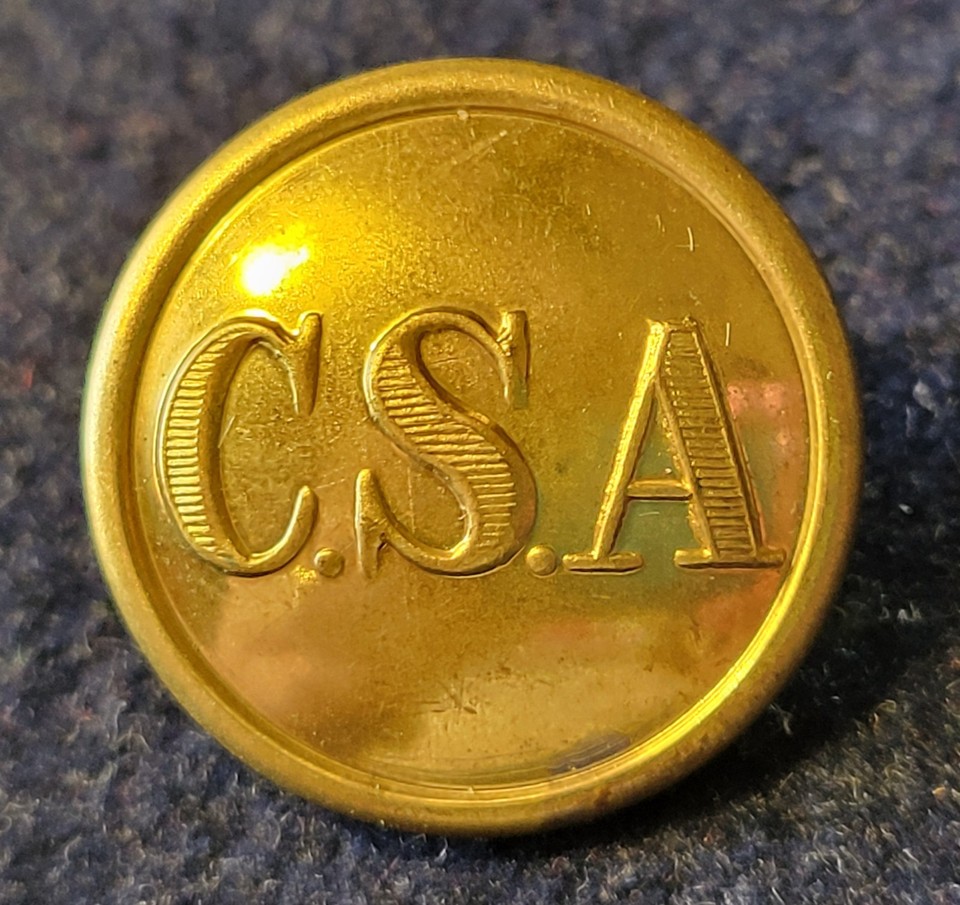 CIVIL WAR CONFEDERATE ARMY GENERAL SERVICE "C S A" BUTTON ALBERT # CS ...