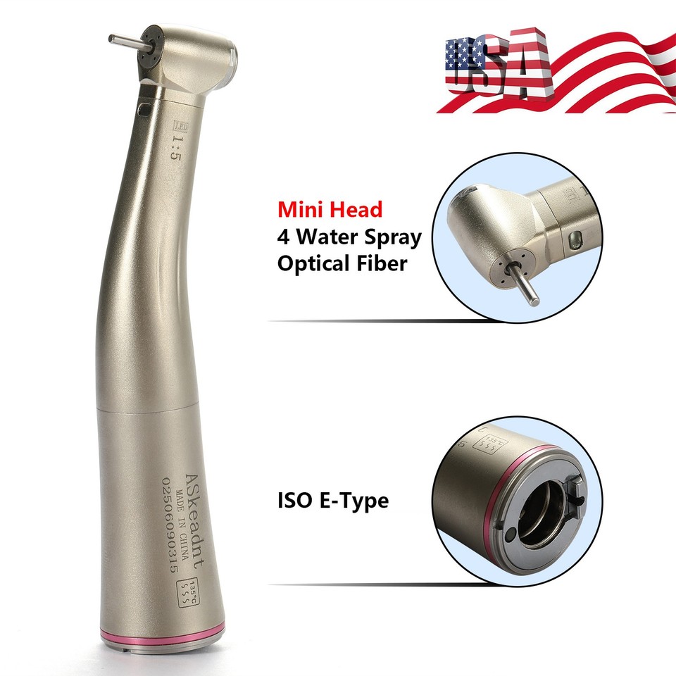 Dental 1:5 Increasing Handpiece Contra Angle LED / Cartridge Rotor Mini ...