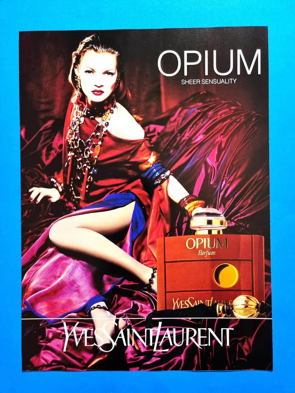 Magazine Print AD -Supermodel KATE MOSS YSL Opium Fragrance Long Legs ...