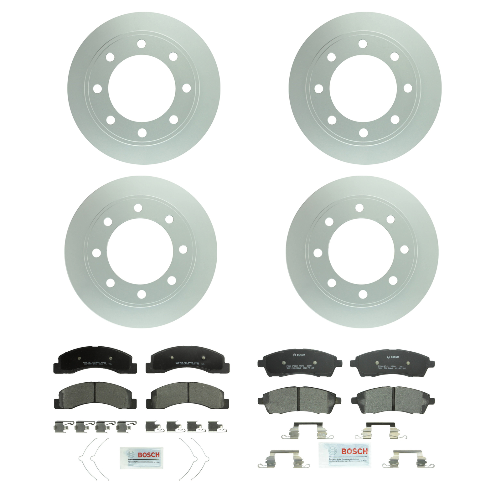 Bosch Front 330.7mm & Rear 325.8mm Brake Kit Disc Rotors Semi-Met Pads ...