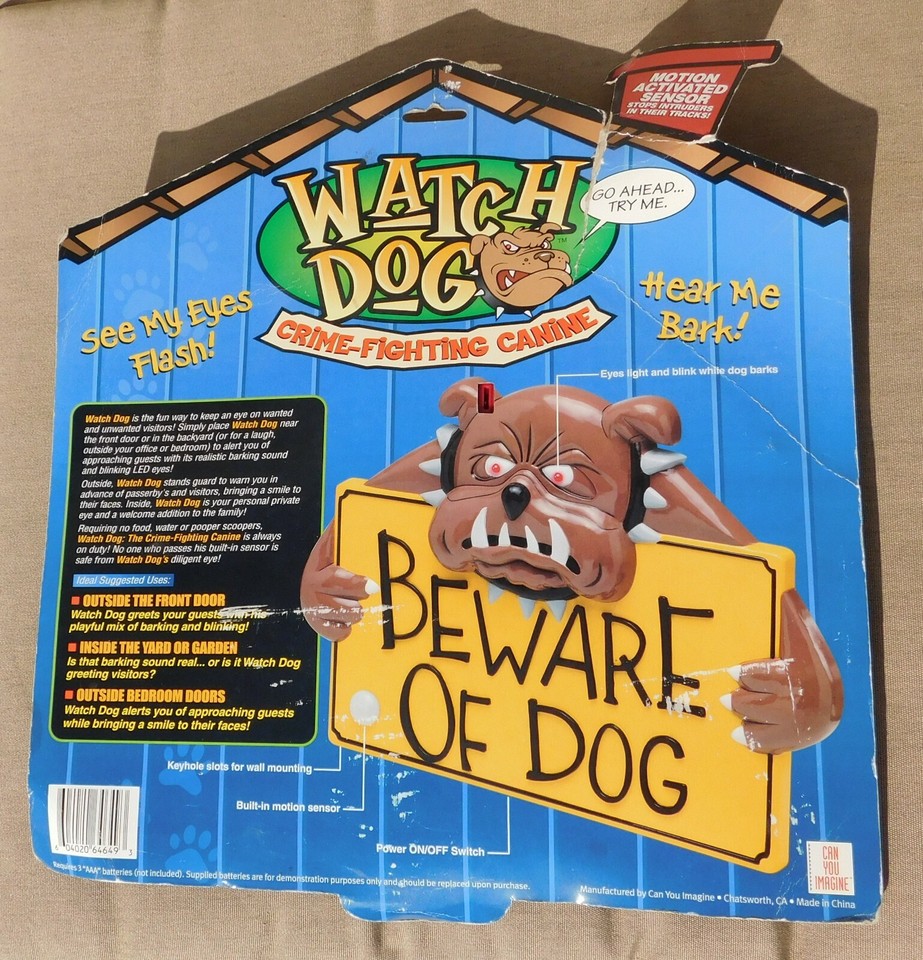 NOS WATCH DOG Can You Image Motion Activated Barks Eyes Flash Bulldog ...