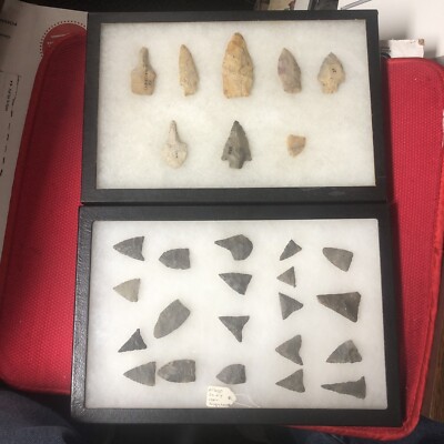 Lot Of 28 Arrowheads/Triangle Points Native American Genuine Indian ...