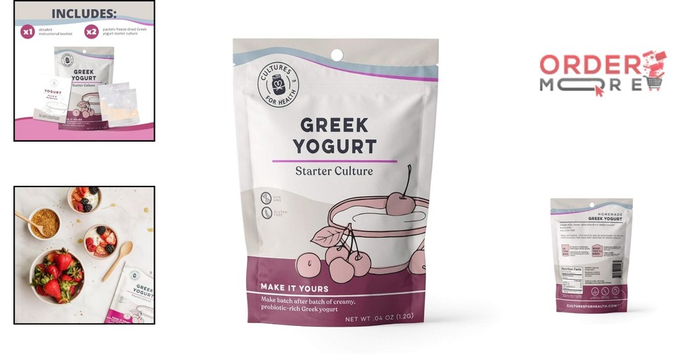 Heirloom Greek Yogurt Starter Culture | 2 Packets for Endless Probiotic ...