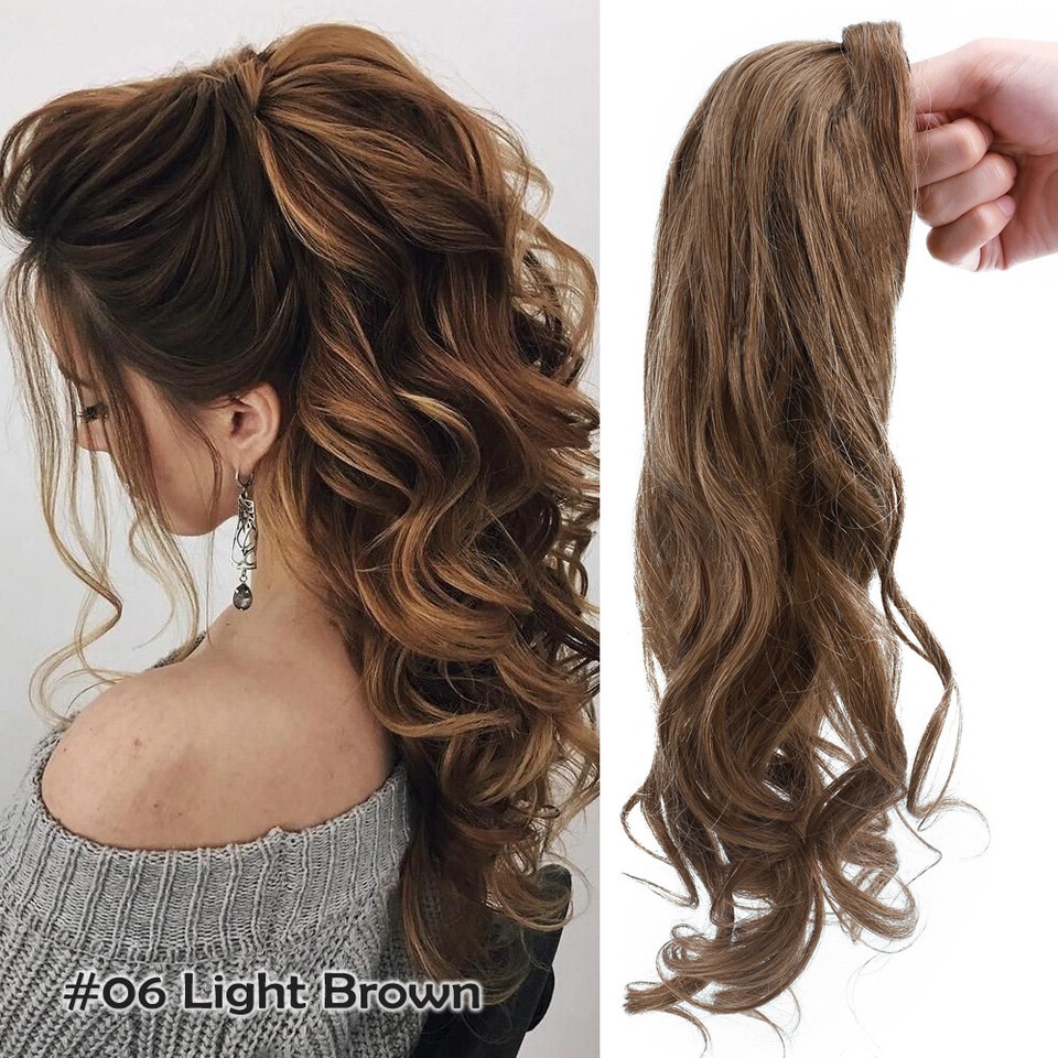 100% Human Hair Ponytail Extensions Pony Tail Remy Wrap Around Claw ...
