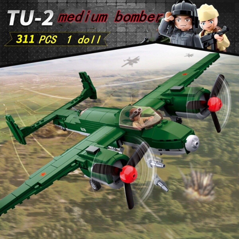 WW2 TU-2 Bomber Aircraft MOC Building Blocks Set Military Plane Bricks ...