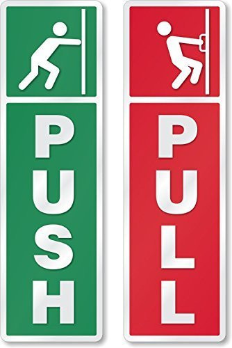 Pull Push Door Stickers Vinyl Self Adhesive 6cm Red Decals for Glass ...